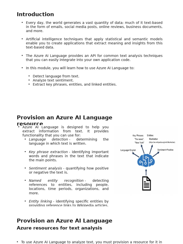 01 Analyze Text With Azure AI Language | PDF | Artificial Intelligence | Career & Growth