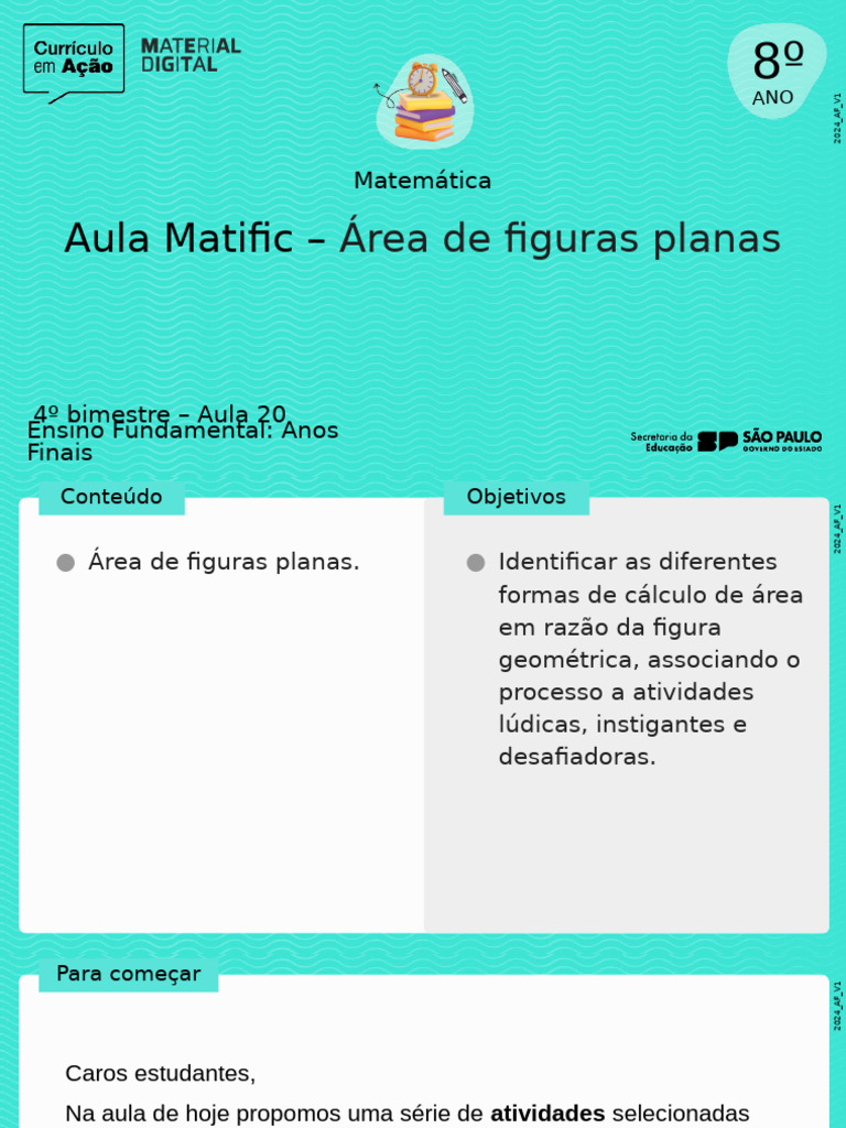 8 Ano Matémática Aula 20 | PDF