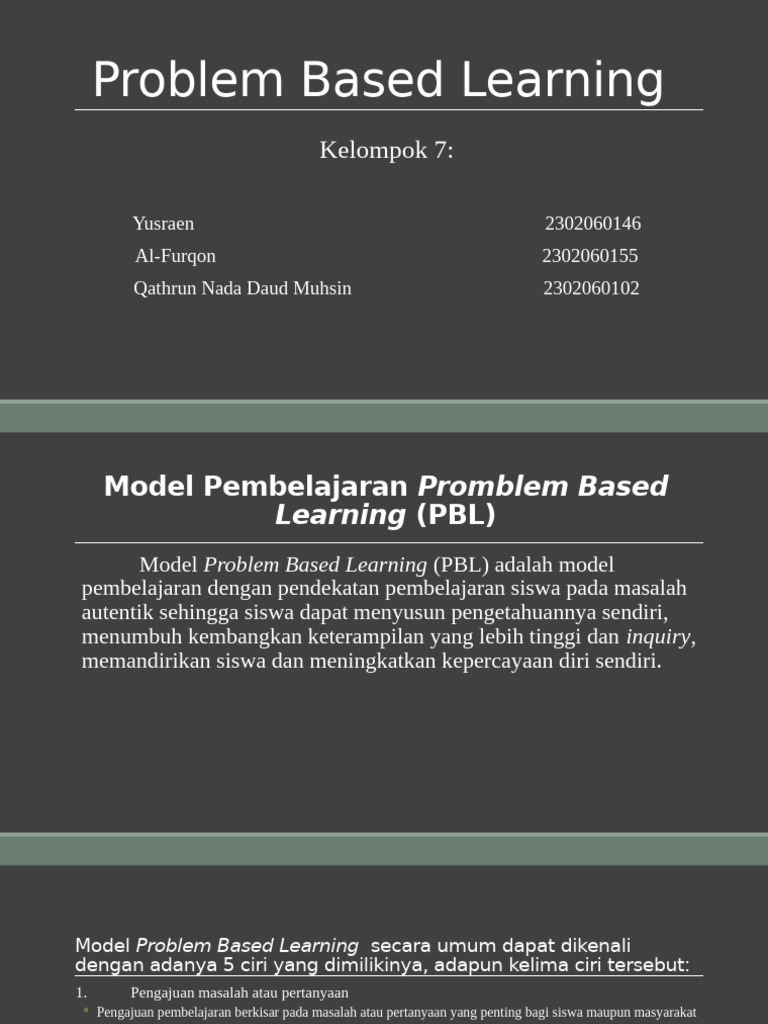 Ppt Problem Based Learning kelompok 7 | PDF