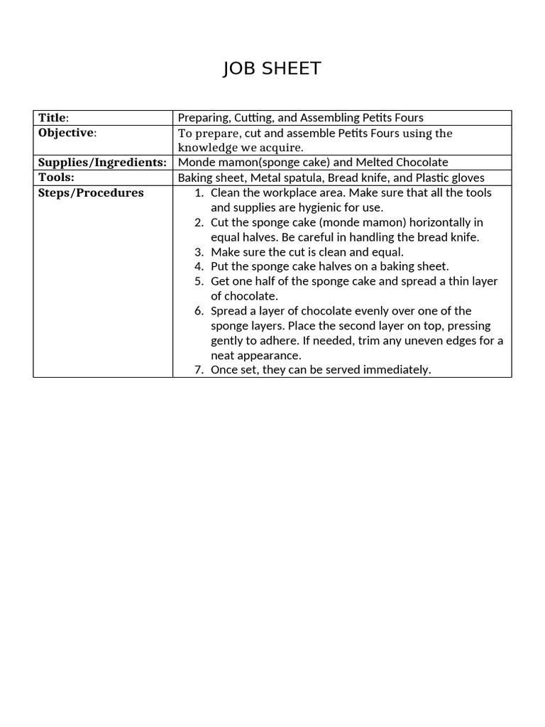Job Sheet | PDF