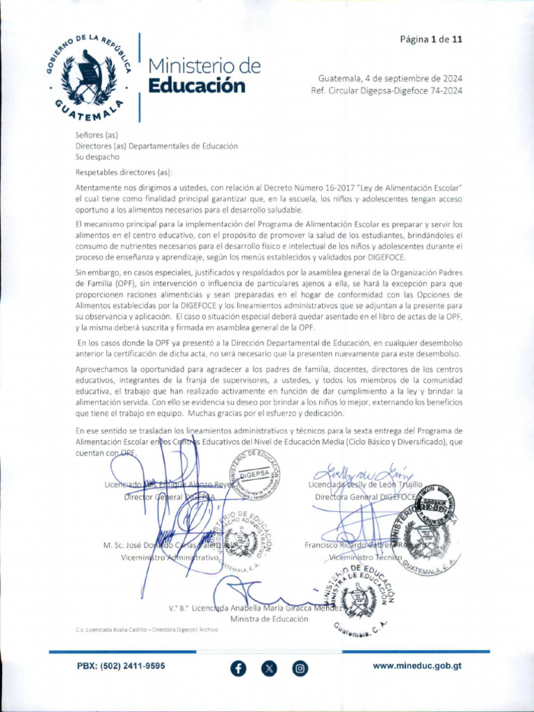 CIRCULAR DIGEPSA-DIGEFOCE 74-2024, LINEAMIENTOS ADMINISTRATIVOS Y TÉCNICOS PARA SEXTA ENTREGA ...