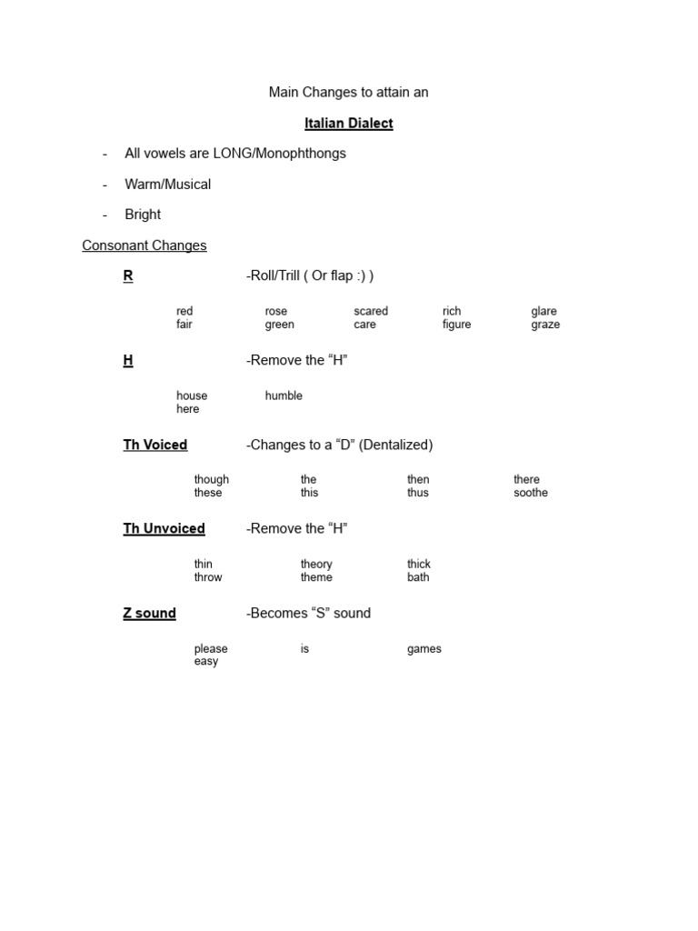 Italian Main Changes Cheat Sheet | PDF