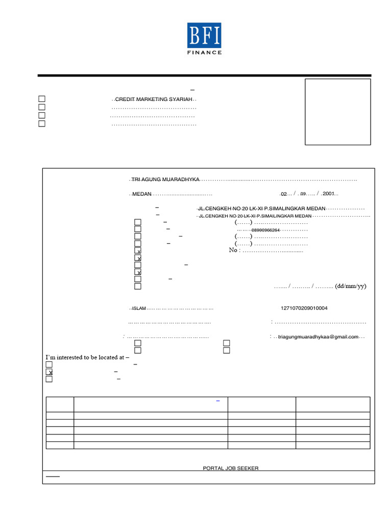 F-107 Form Pengisian Calon Karyawan | PDF