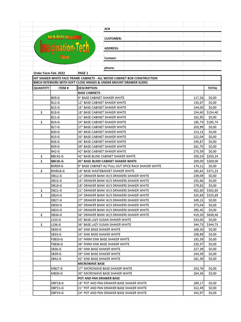 Hardware Imagination Rta Cabinet Price List 2024 | PDF