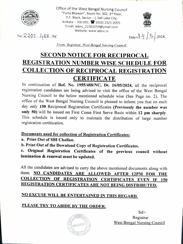No.Q202/.488.NC: Second Notice For Reciprocal Collection of Reciprocal Registration | PDF