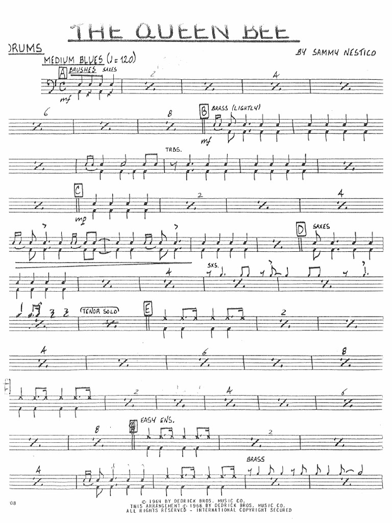 001 - The Queen Bee - Drums | PDF