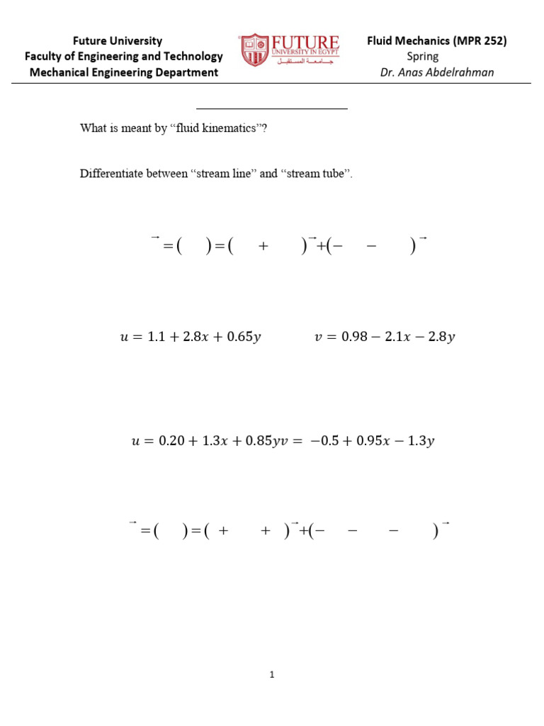 Sheet_3_Fluid_Kinematics_Q | PDF