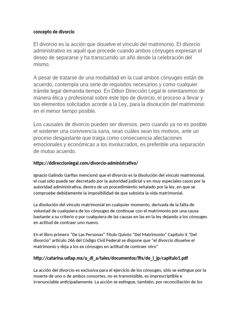 Concepto y tipos de divorcio en México | PDF | Divorcio | Matrimonio