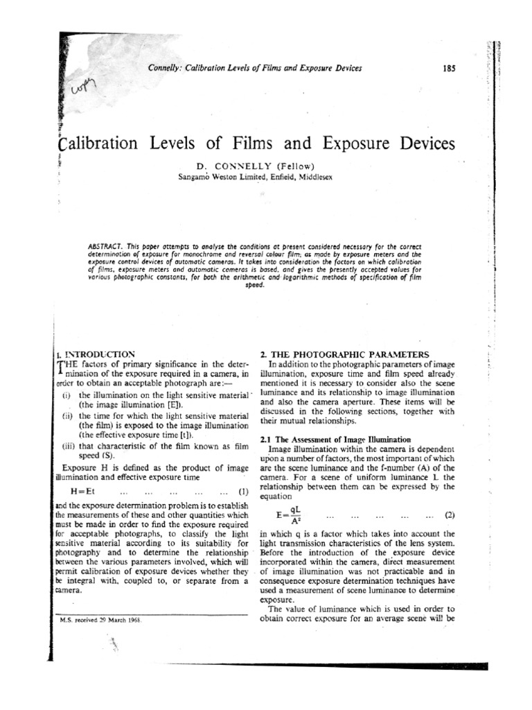 Calibration Levels of Films and Exposure Devices | PDF