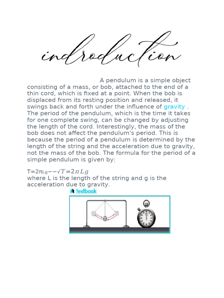 Pendulum Mechanics and Period Formula | PDF