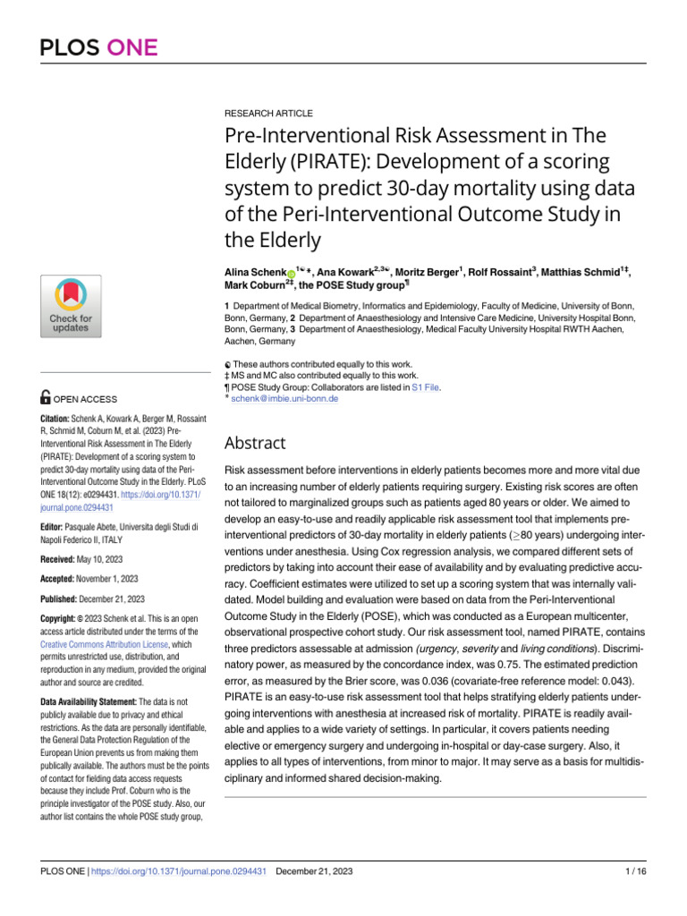 PreInterventional Risk Assessment in The | PDF