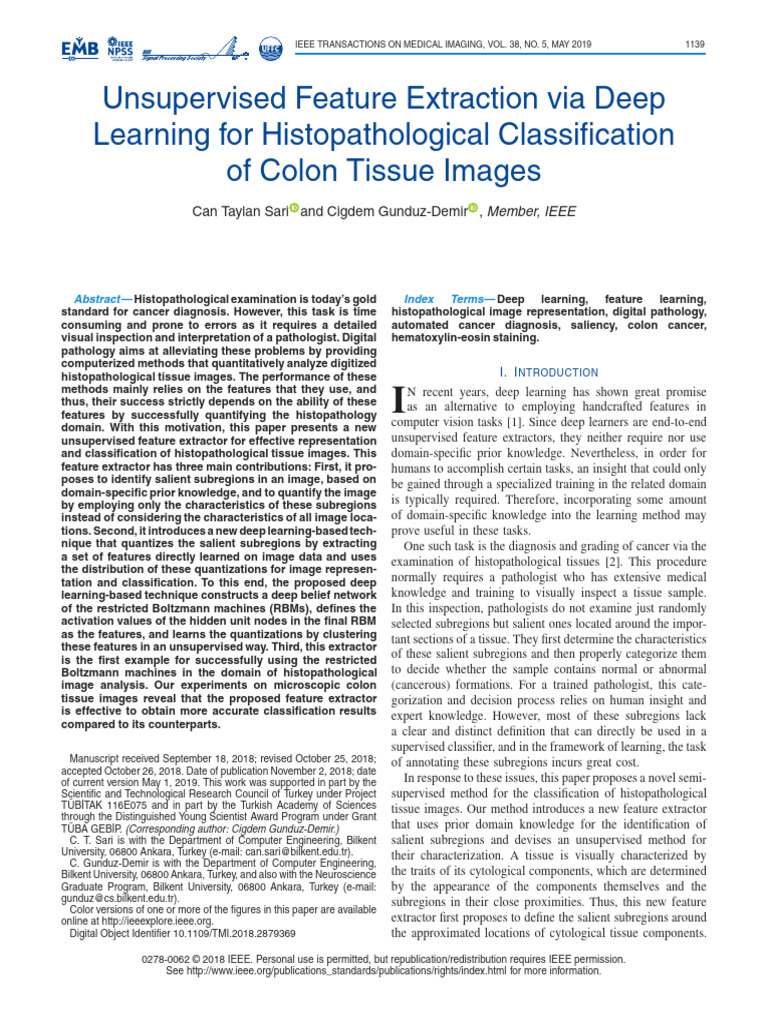 15 Unsupervised Feature Extraction Via Deep Learning For Histopathological Classification of ...