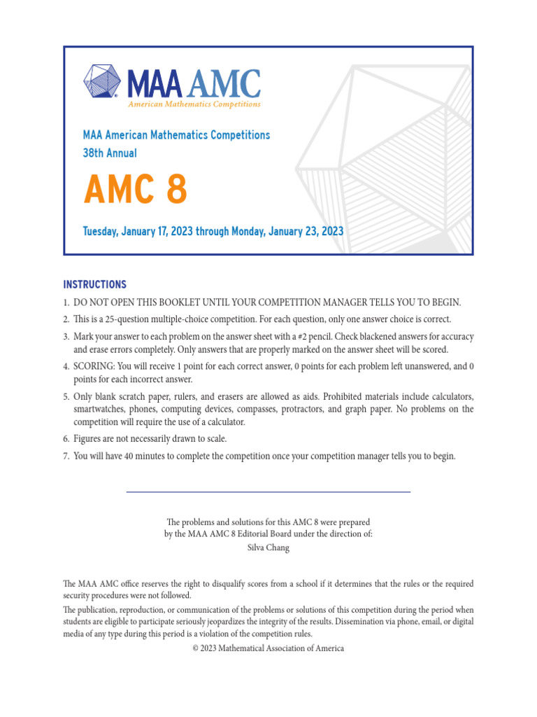 2023 AMC8 Problems | PDF