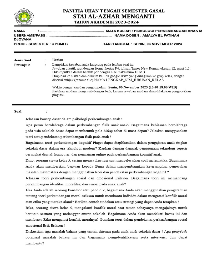 3 Pgmi B - Psikologi Perkembangan Anak Mi-Sd | PDF