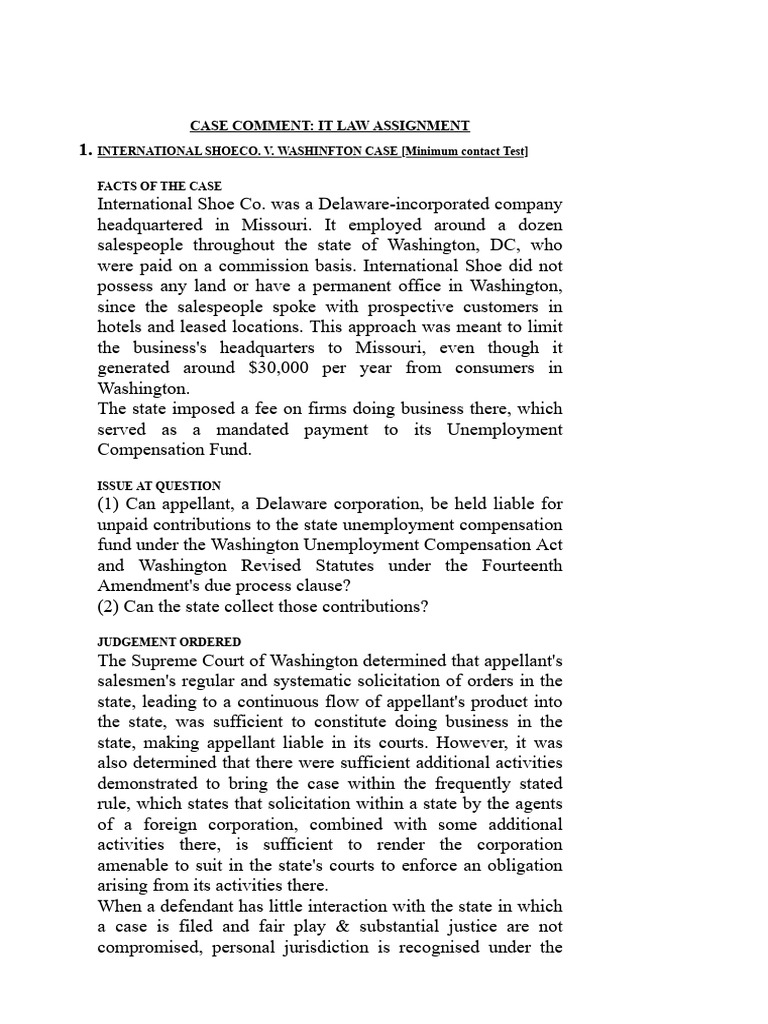 Case Comment Assignment Sem 10 (It Law) | PDF
