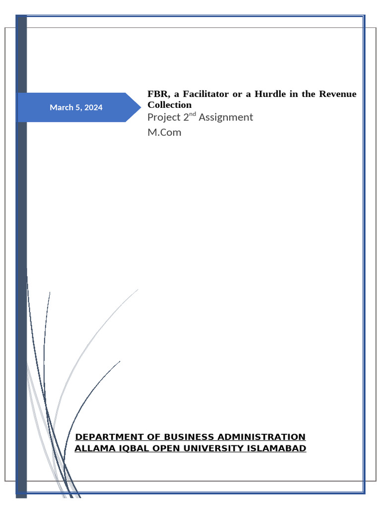 FBR, A Facilitator or A Hurdle in The Revenue Collection | PDF