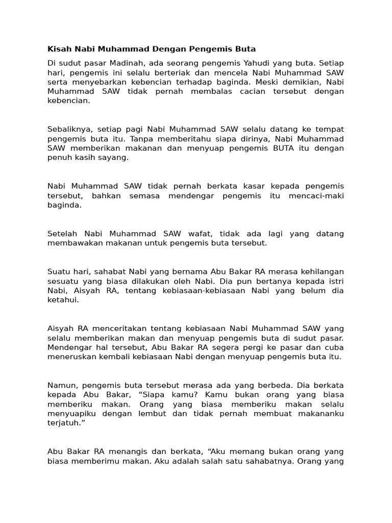 Kisah Nabi Muhammad Dengan Pengemis Buta | PDF