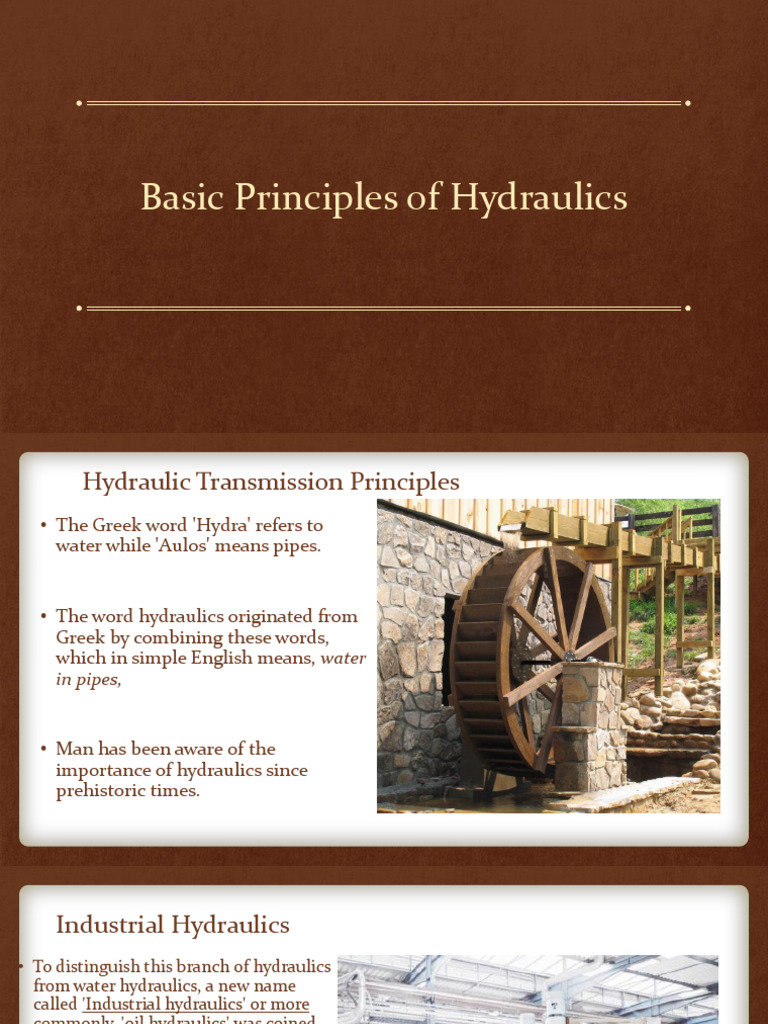 Basic Principles of Hydraulics | PDF