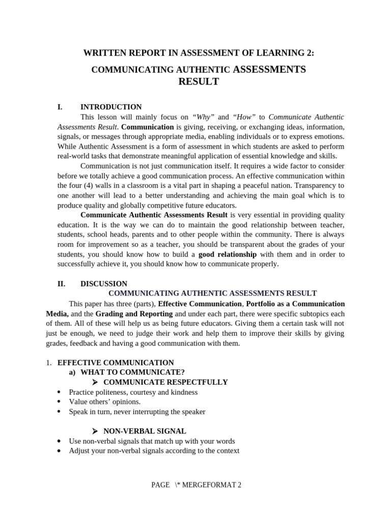 Unit 4 Communicating Assessment Results | PDF | Nonverbal Communication ...