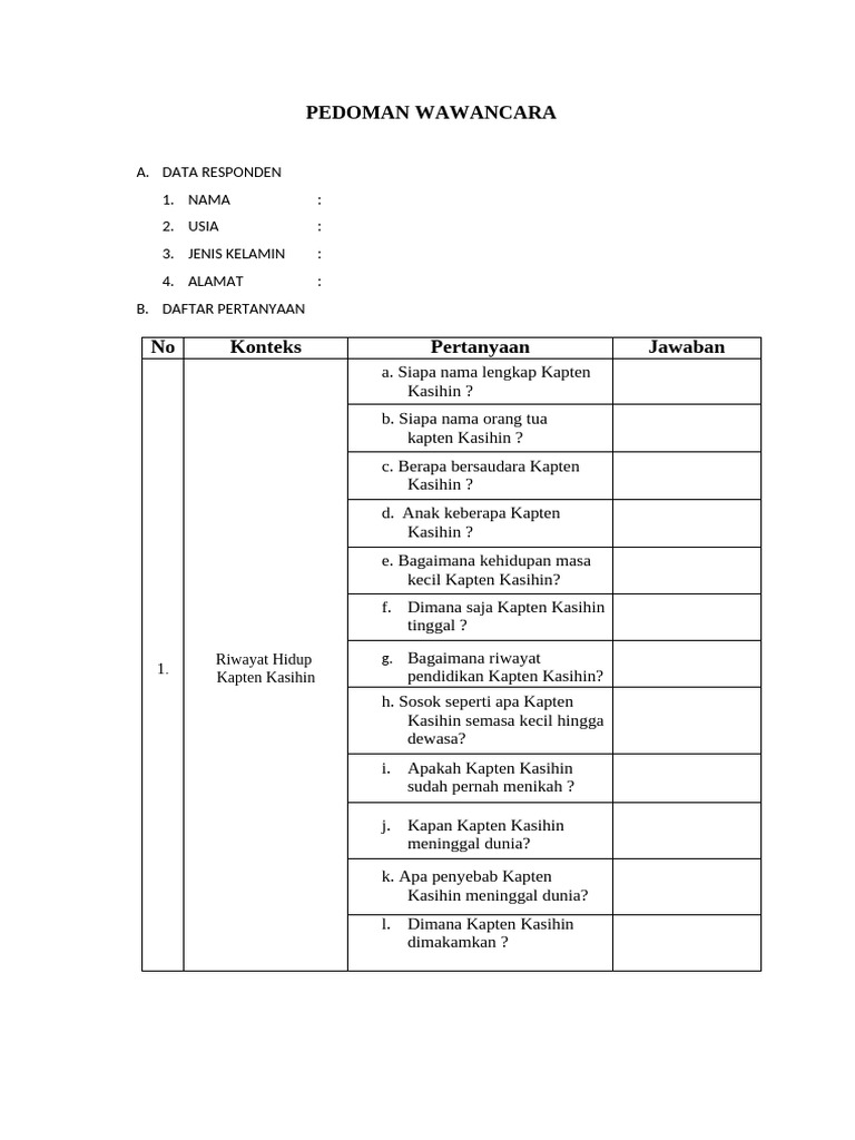 Contoh Pedoman Wawancara | PDF
