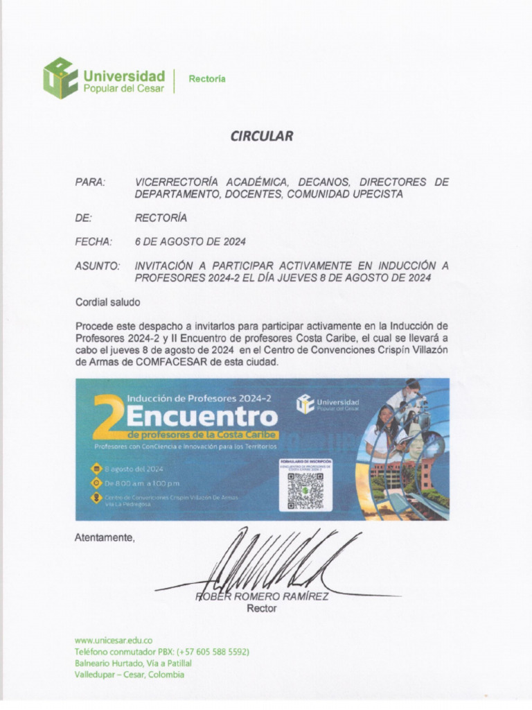 Invitación A Participar Activamente en Inducción A Profesores 2024-2 | PDF