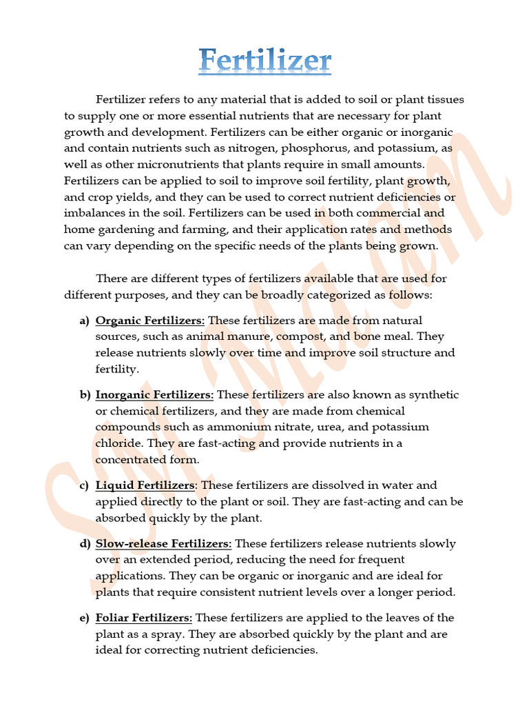 Fertilizer | PDF