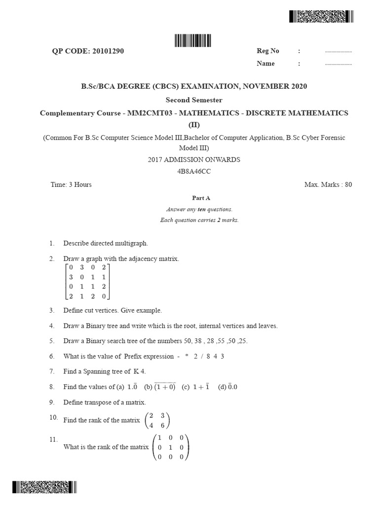 Mathematics - Discrete Mathematics (Ii) 2020 | PDF