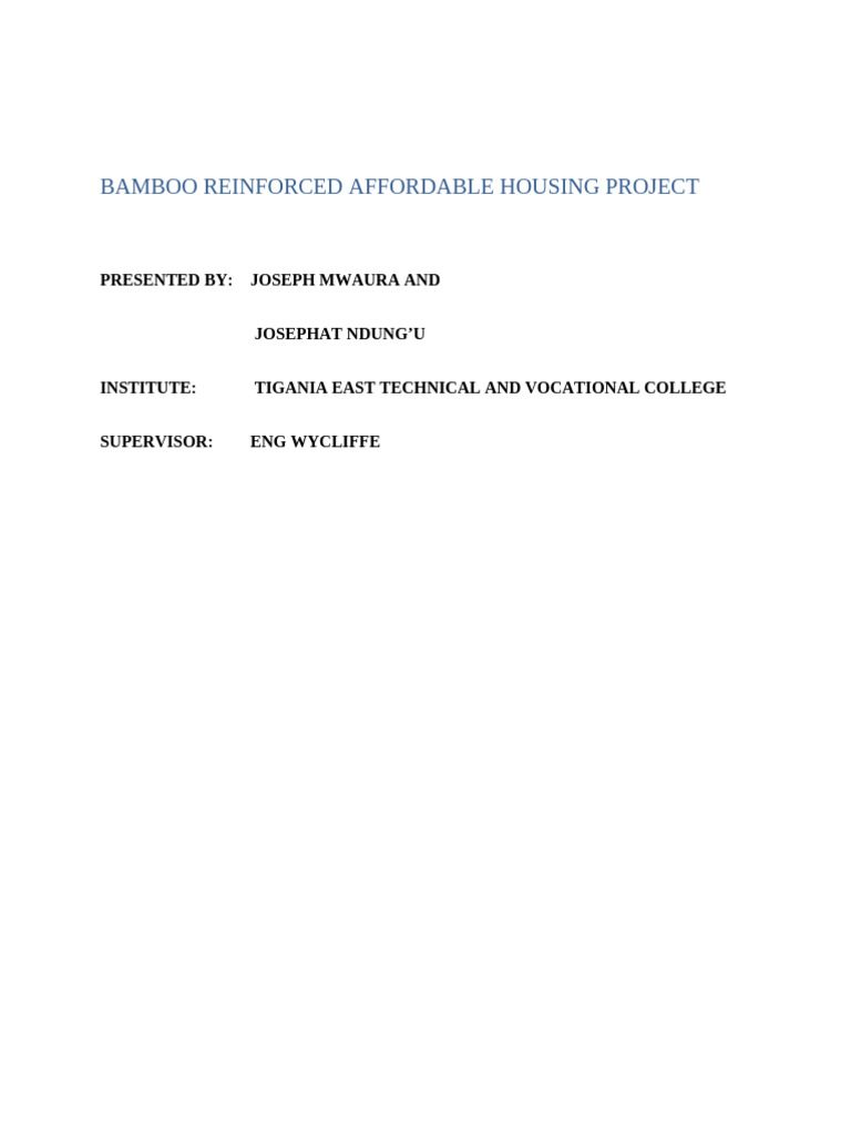 BAMBOO REINFORCED AFFORDABLE HOUSING PROJECT | PDF