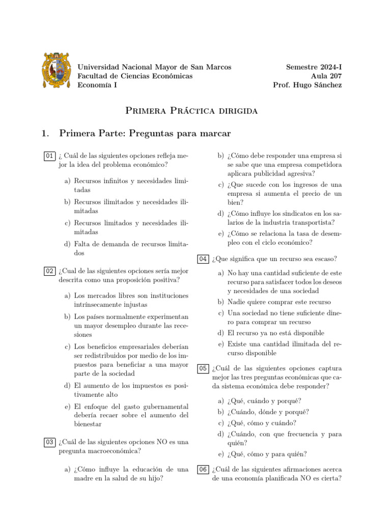 1ra - Práctica - Dirigida - Eco 1 | PDF