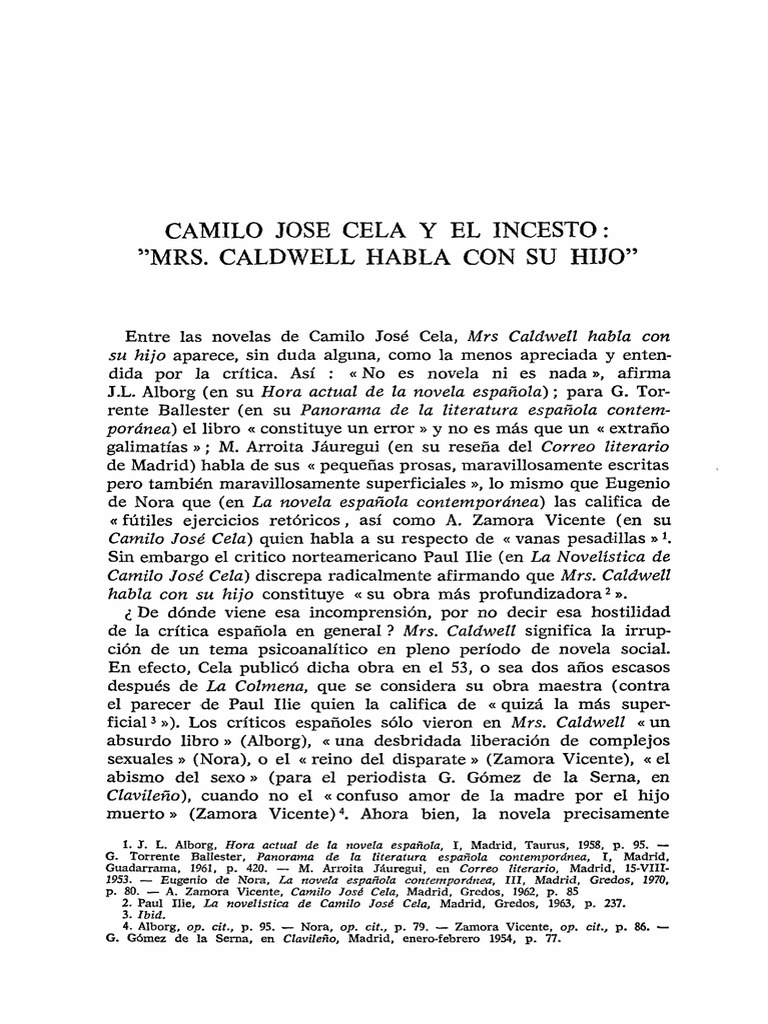 Camilo Jose Cela y El Incesto | PDF
