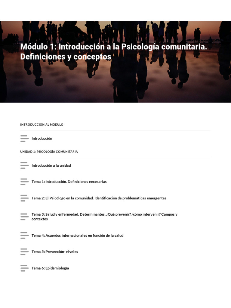 Módulo 1: Introducción A La Psicología Comunitaria. Definiciones y Conceptos | PDF