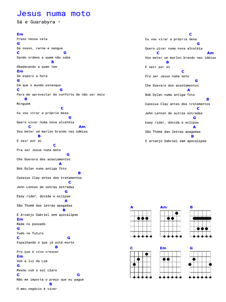 07 - Jesus Numa Moto - Sá e Guarabyra | PDF
