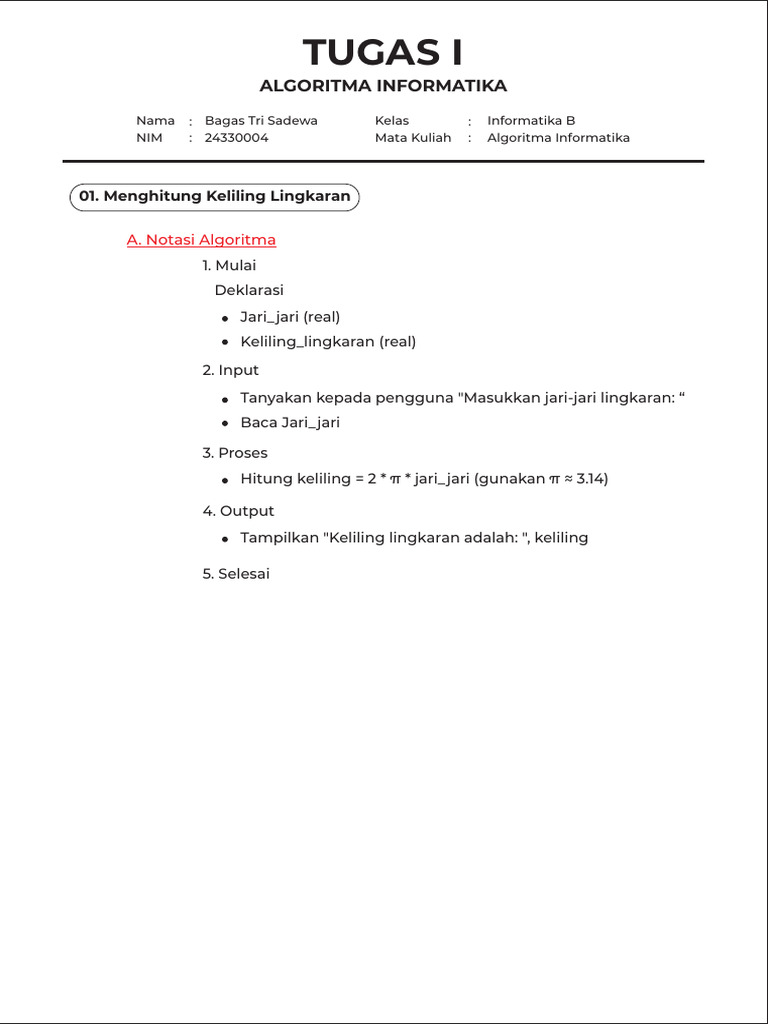 Tugas Algoritma Informatika | PDF