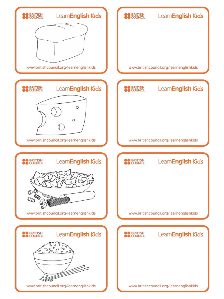 Flashcards Food Set 1 BW | PDF