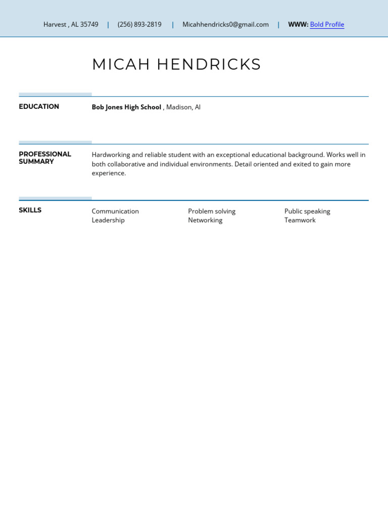 Micah Hendricks Resume | PDF