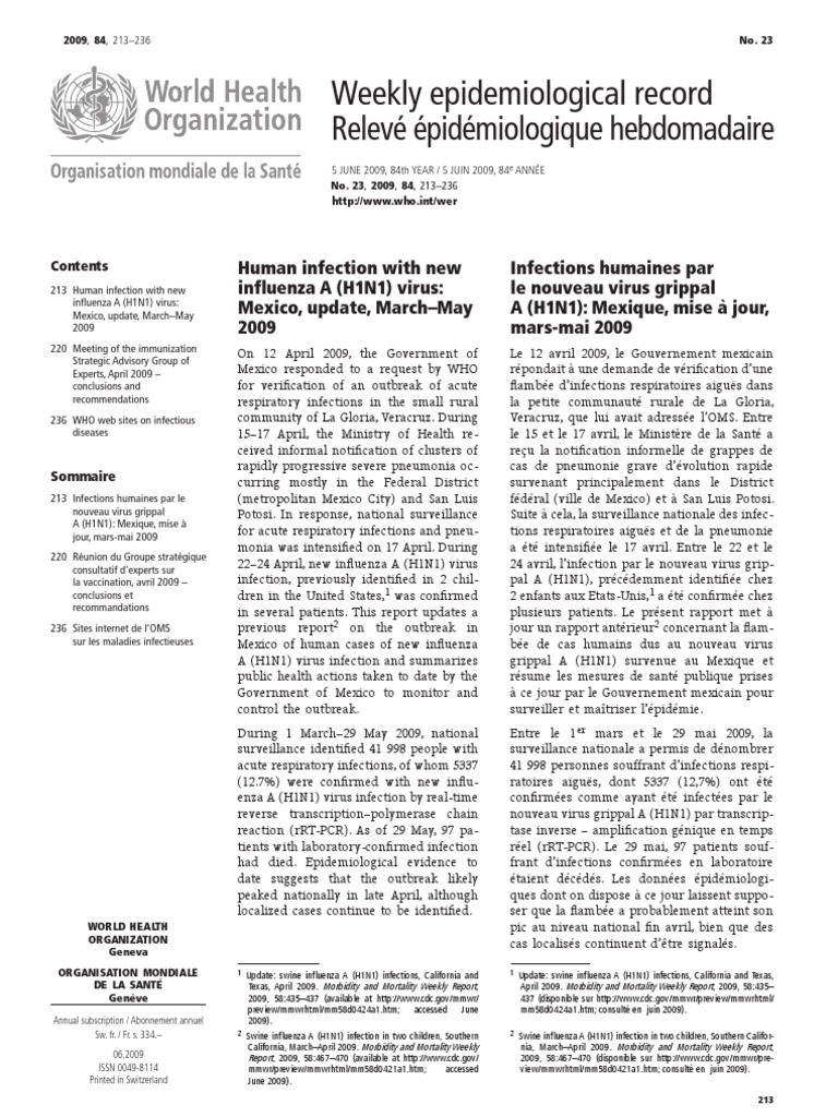 Weekly Epidemiological Record Relevé Épidémiologique Hebdomadaire | PDF ...