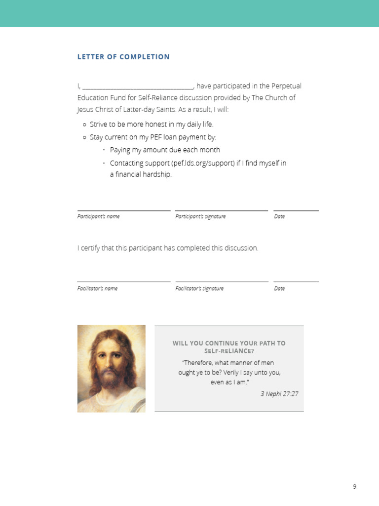 Letter of Completion For PEF For Self-Reliance | PDF