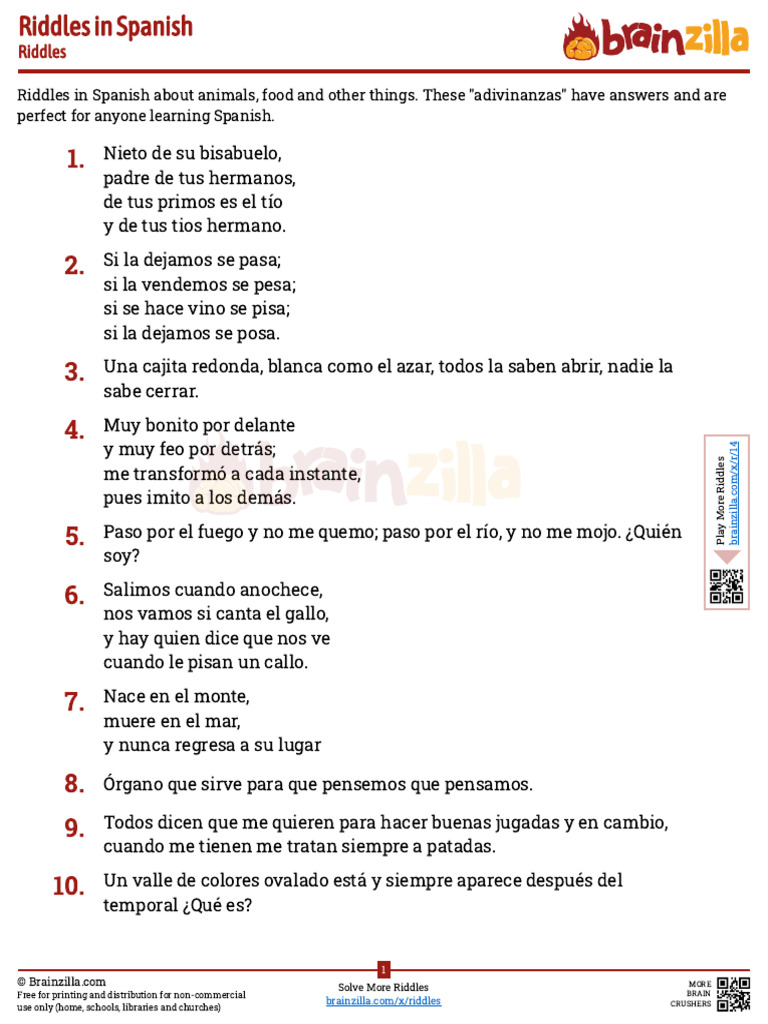 Riddles in Spanish | PDF