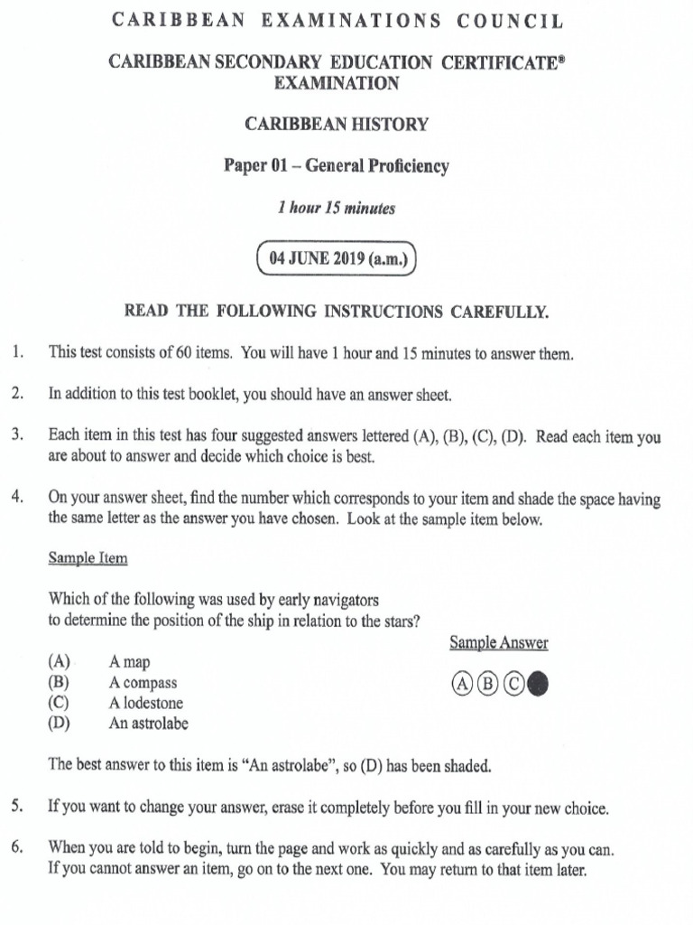 CSEC Caribbean History MayJune P1 2019 | PDF
