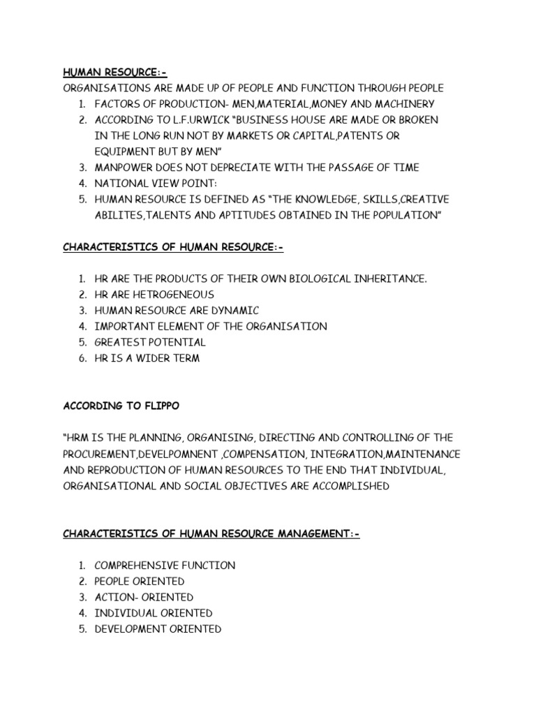 HRM Heading and Main Points | PDF | Human Resources | Career & Growth