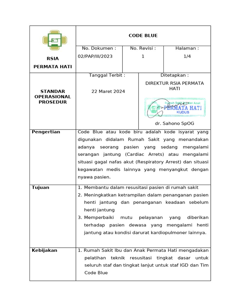 Sop Code Blue | PDF