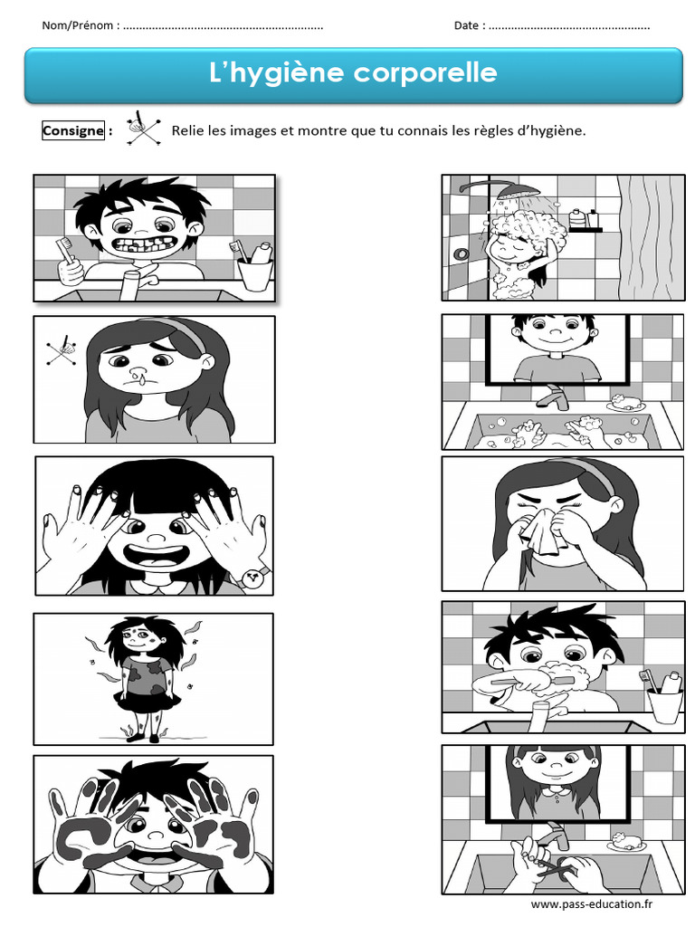 Hygiène Corporelle CP Ce1 Ce2 Exercices EMC | PDF