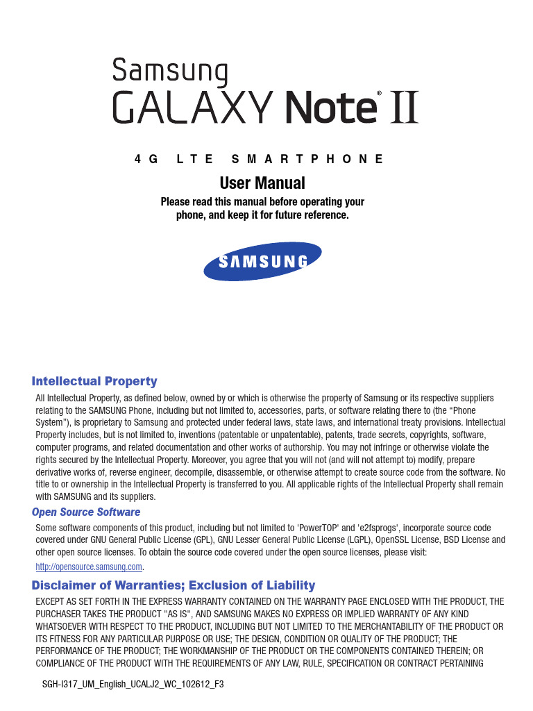 Samsung Galaxy Note II Lte Manual | PDF