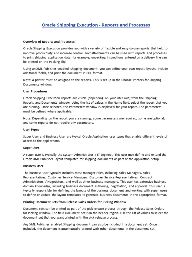 Oracle Shipping Execution and Bill of Lading | PDF