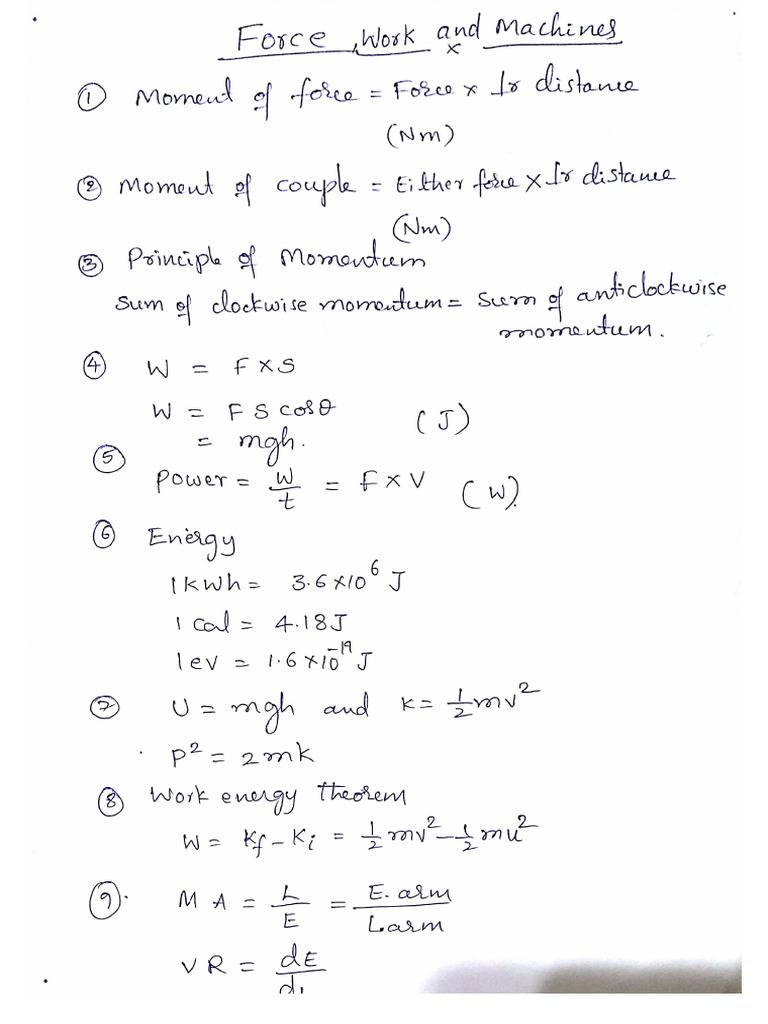Physics Formulas Grade 10 | PDF