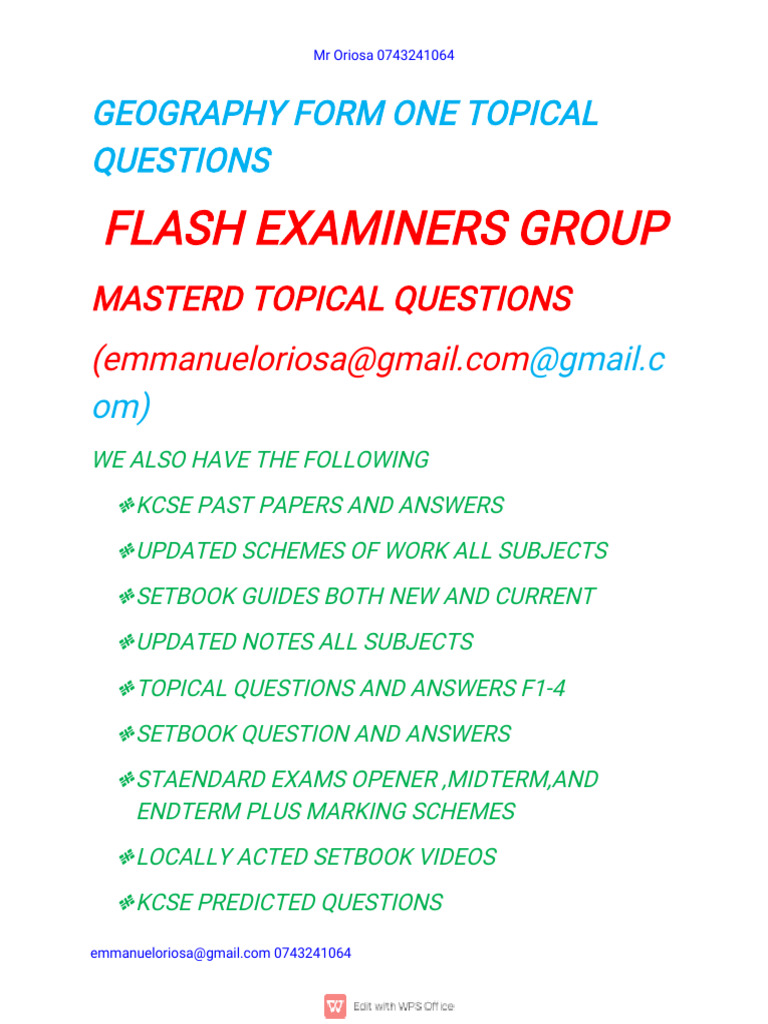 Form One Geography Topical Questions | PDF