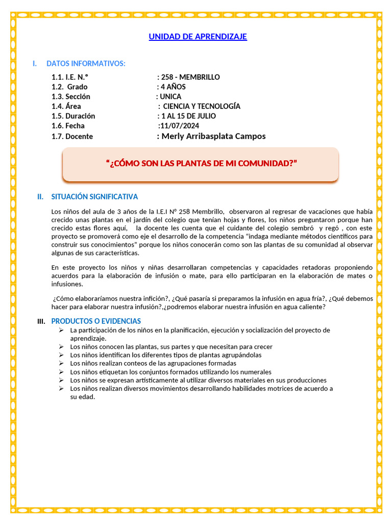 PROYECTO DE APRENDIZAJE DE CUIDADO DEL MEDIO AMBIENTE PRACTICA OK | PDF
