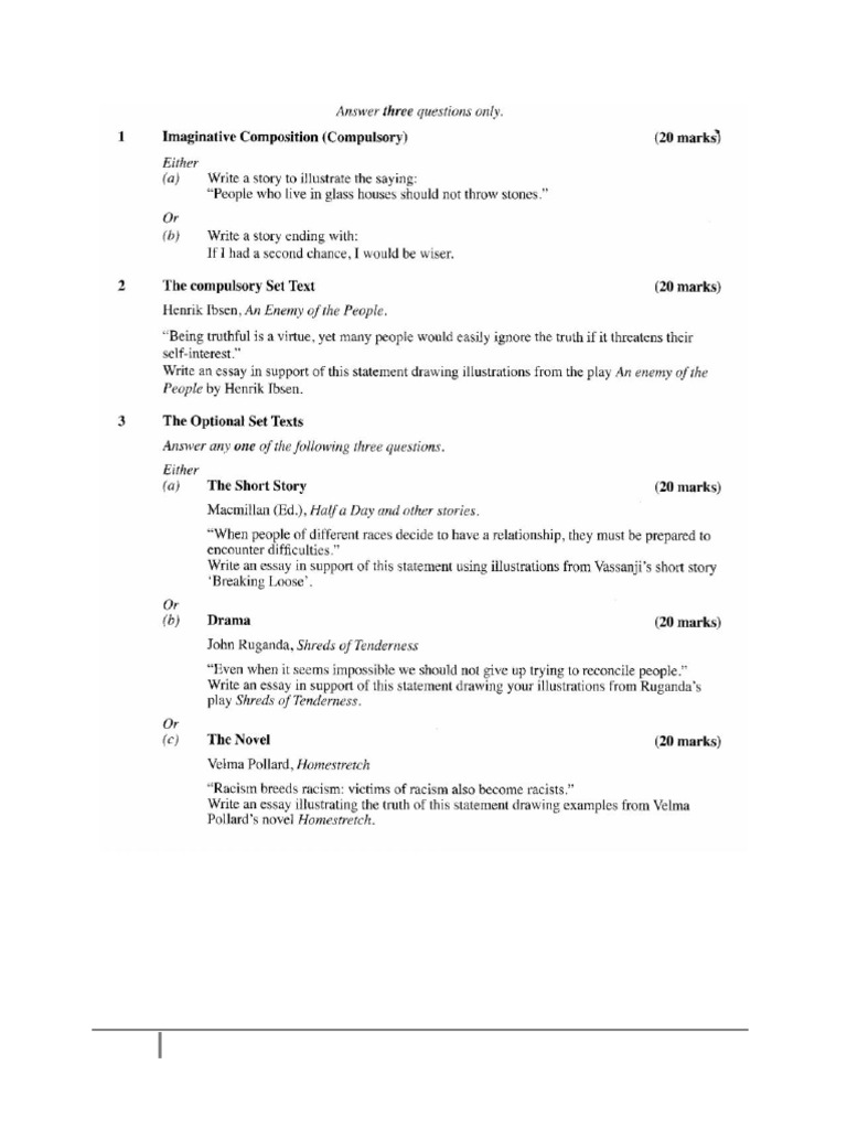 KCSE English Past Papers Access | PDF
