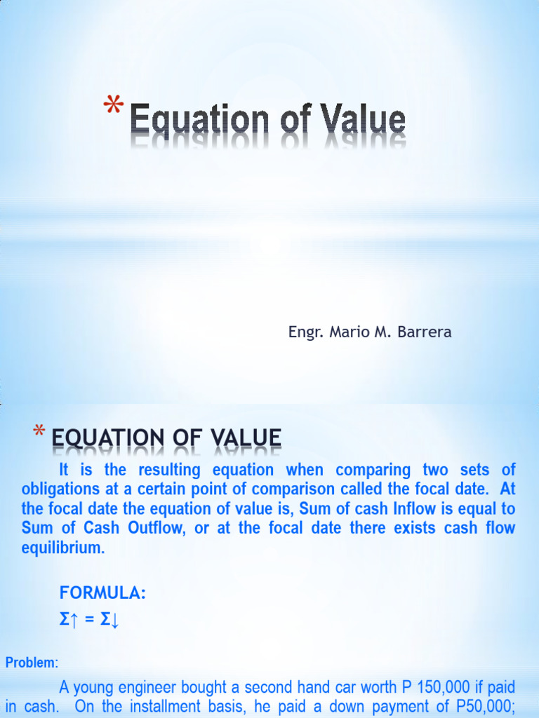Equation of Value 1 | PDF