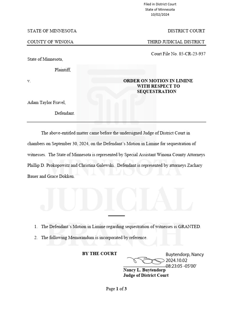 Legal Order on Witness Sequestration | PDF | Witness | United States ...